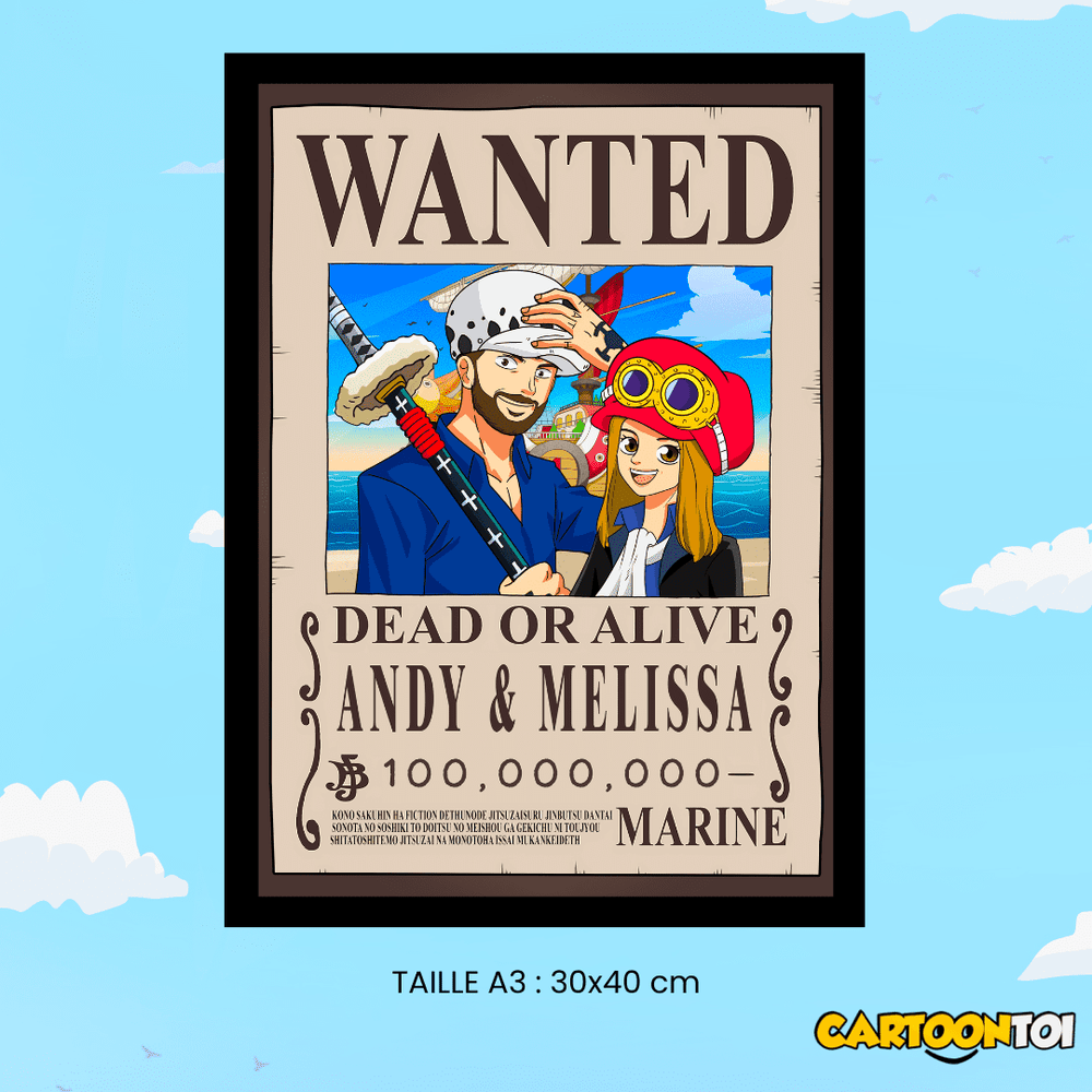 Affiche Wanted One Piece Personnalisée - Cadeau Manga